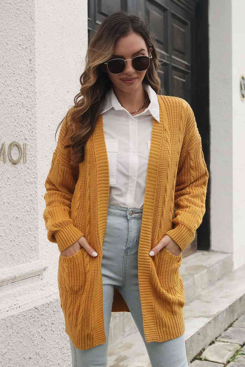 Open Front Longline Cardigan with PocketsFeatures: Basic style Stretch ...